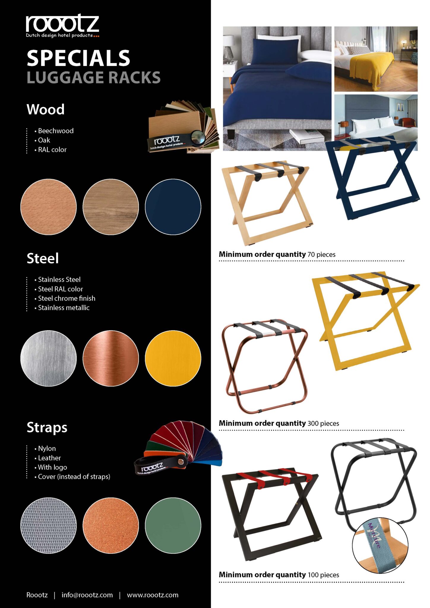 Bespoke luggage racks for hotels | Customised Stands Roootz